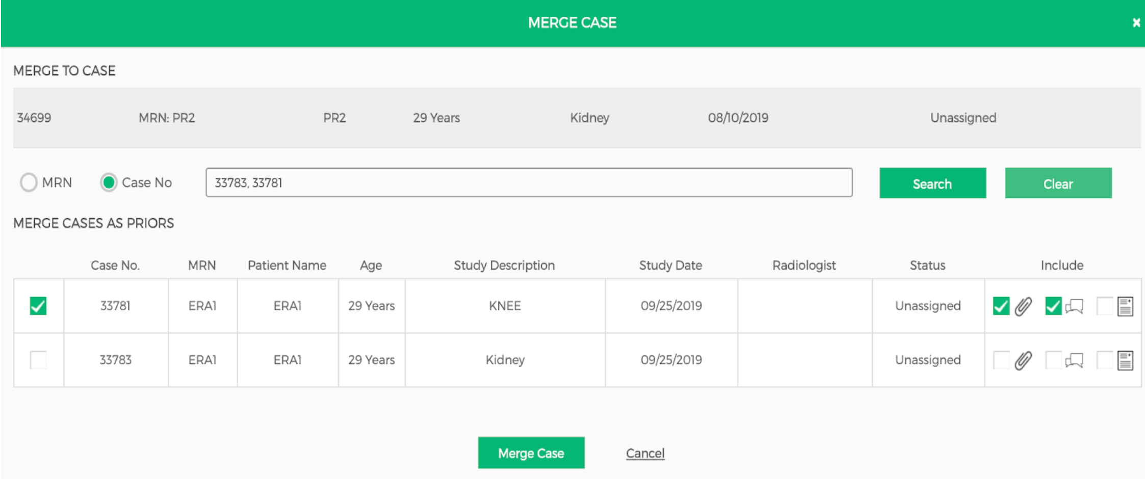 Can I merge cases together if one is a prior to another? – DocPanel